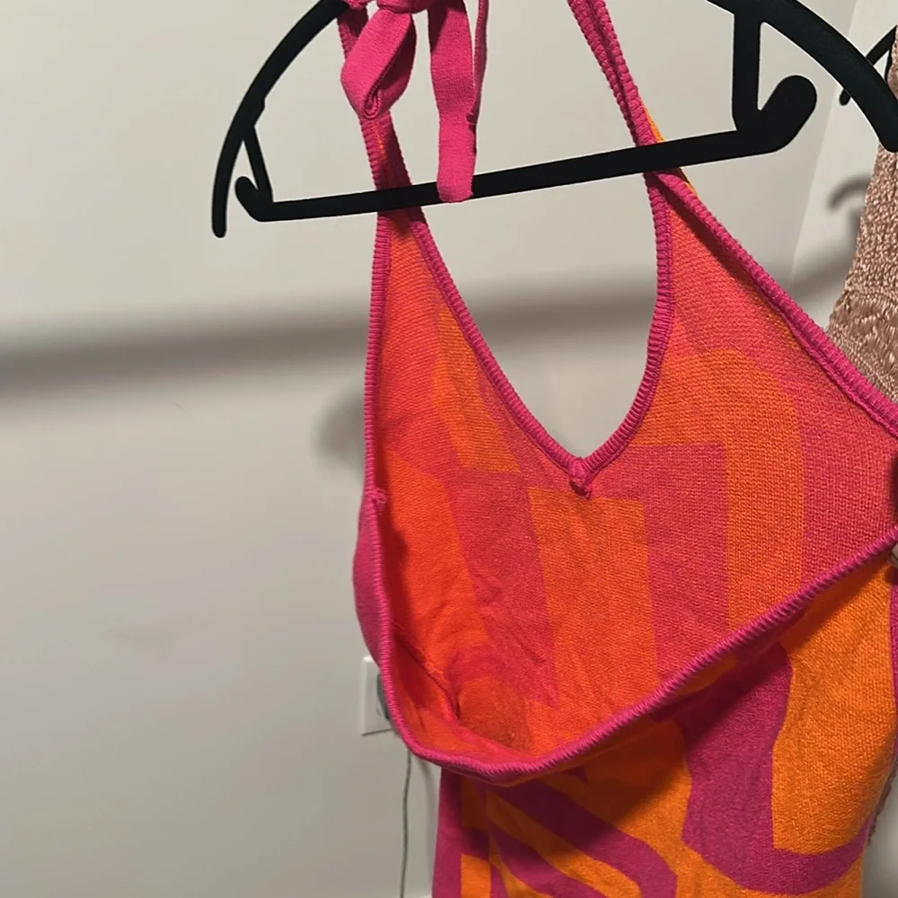 Dresses | Pink And Orange Halter Dress | Poshmark